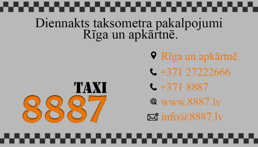 8887 – Taksometra pakalpojumi – +371 27222666 Taxi, Taksis, Taksi ...